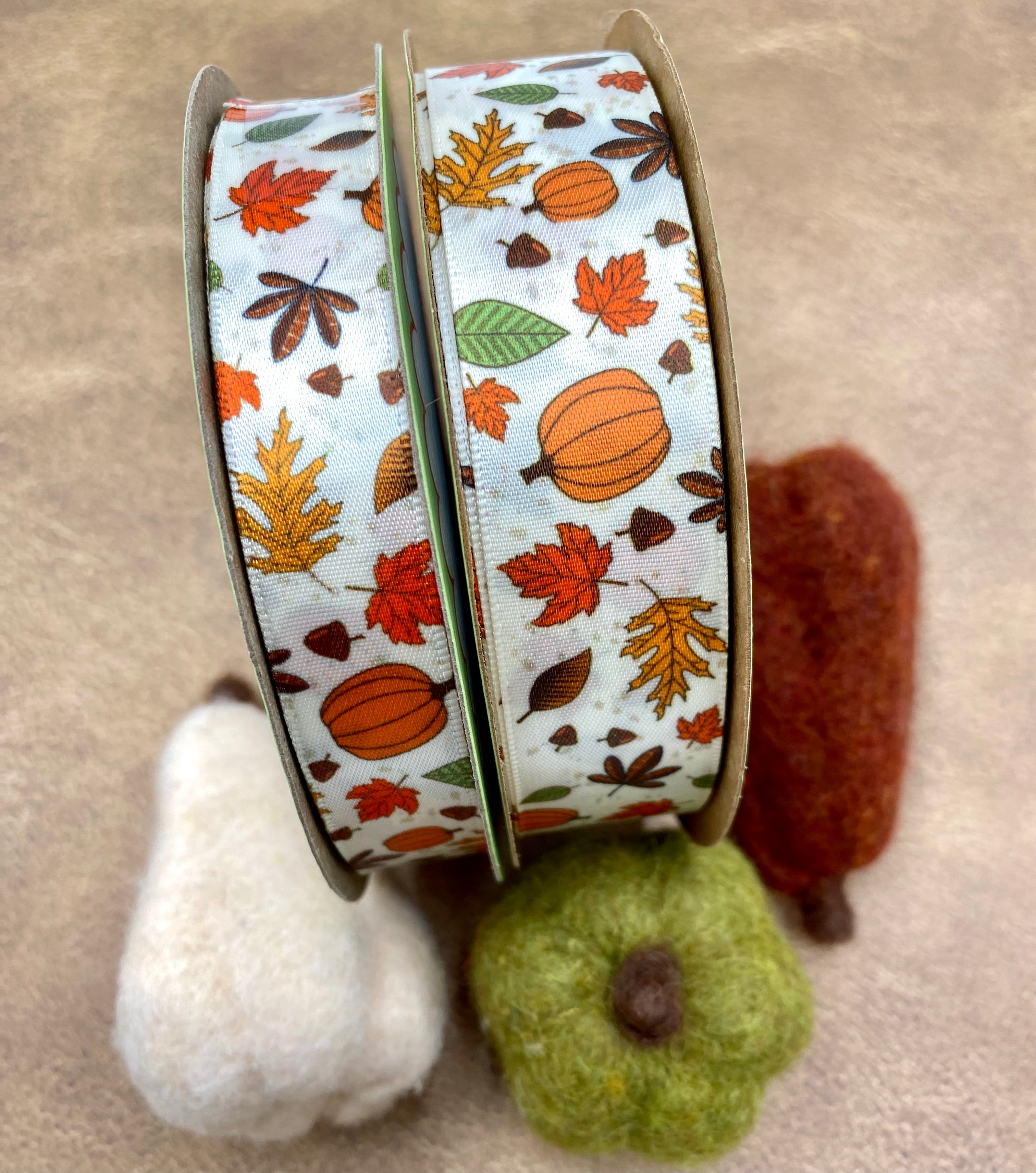 Fall Leaves and Pumpkins Thanksgiving Ribbon