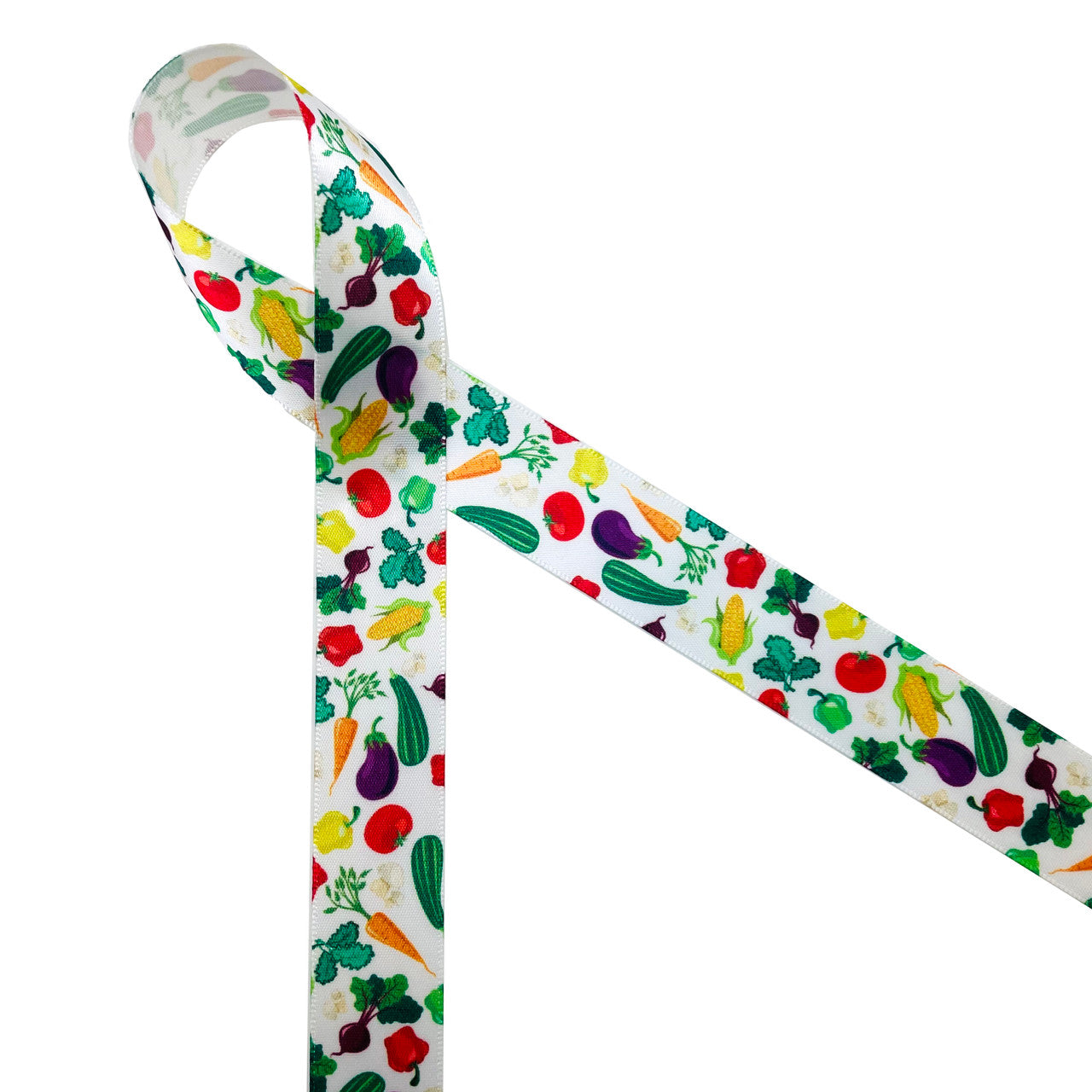 Vegetable ribbon with a variety of garden favorites printed on 7/8 ...