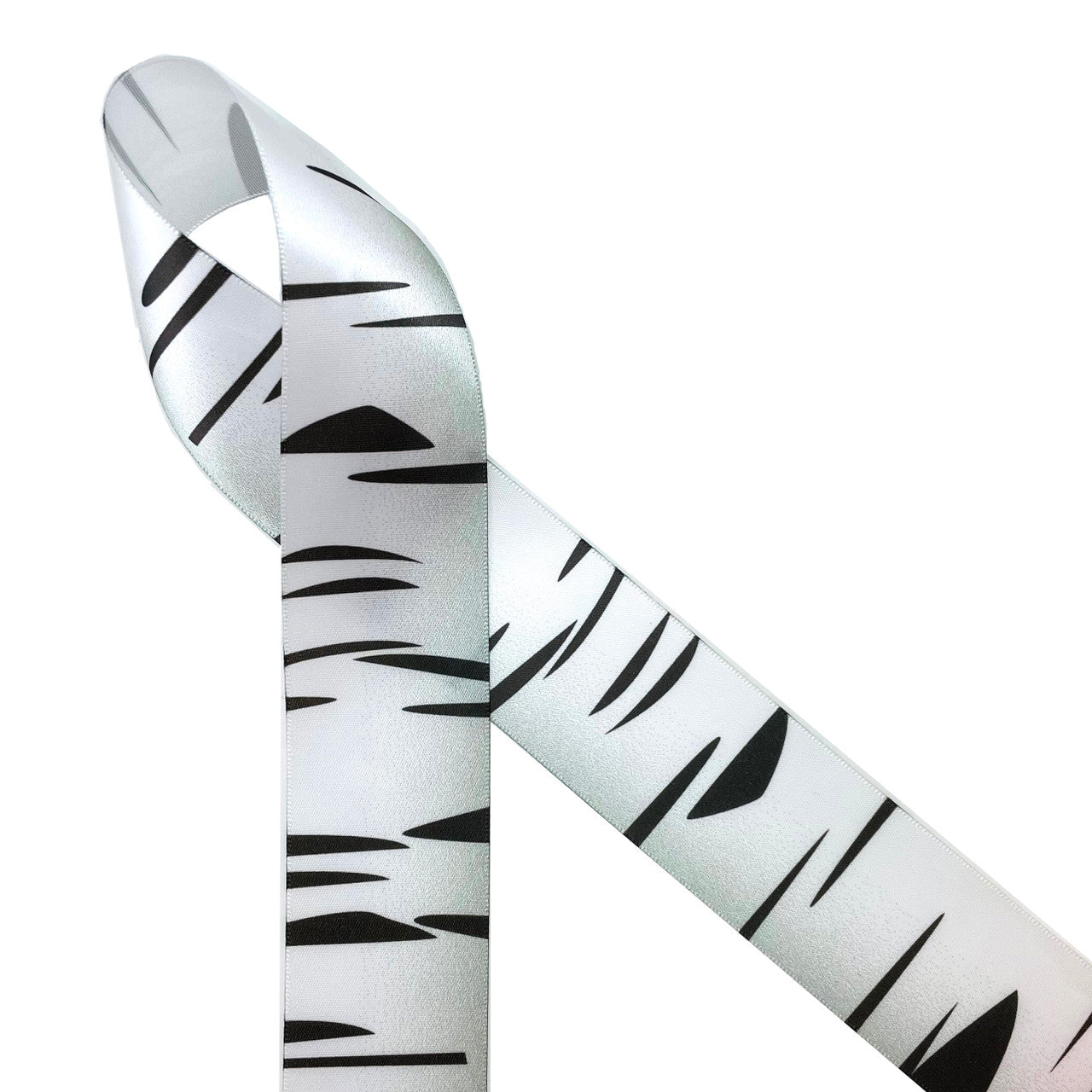 Birch bark ribbon contemporary black and white design printed on 1.5 ...