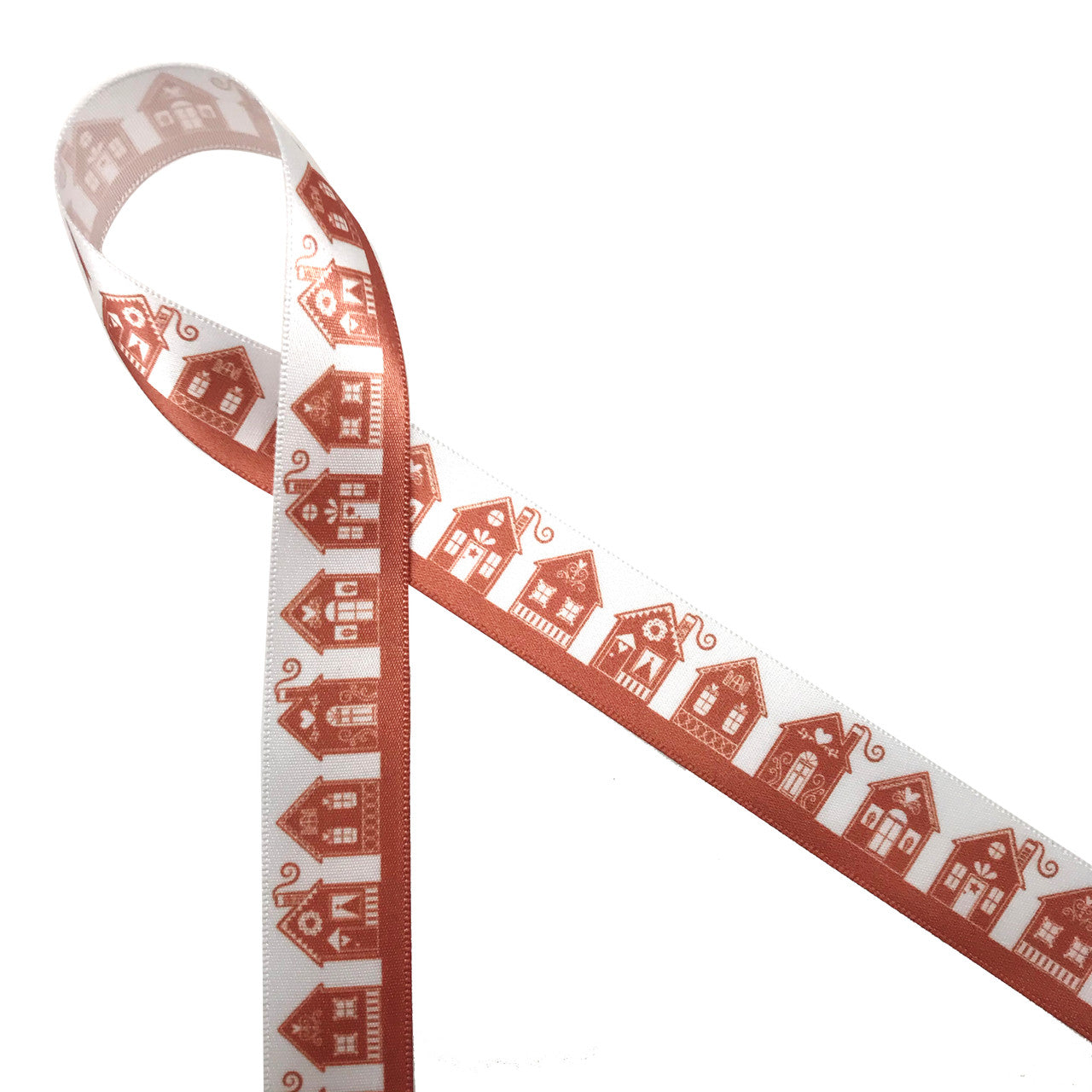 Gingerbread houses in a row with sweet doorways, windows, gates ...