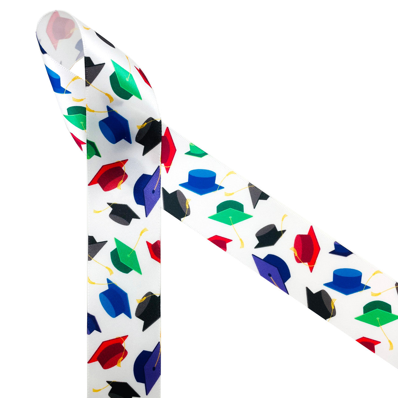 Graduation ribbon tossed caps colorful hats for party decor, gift wrap ...