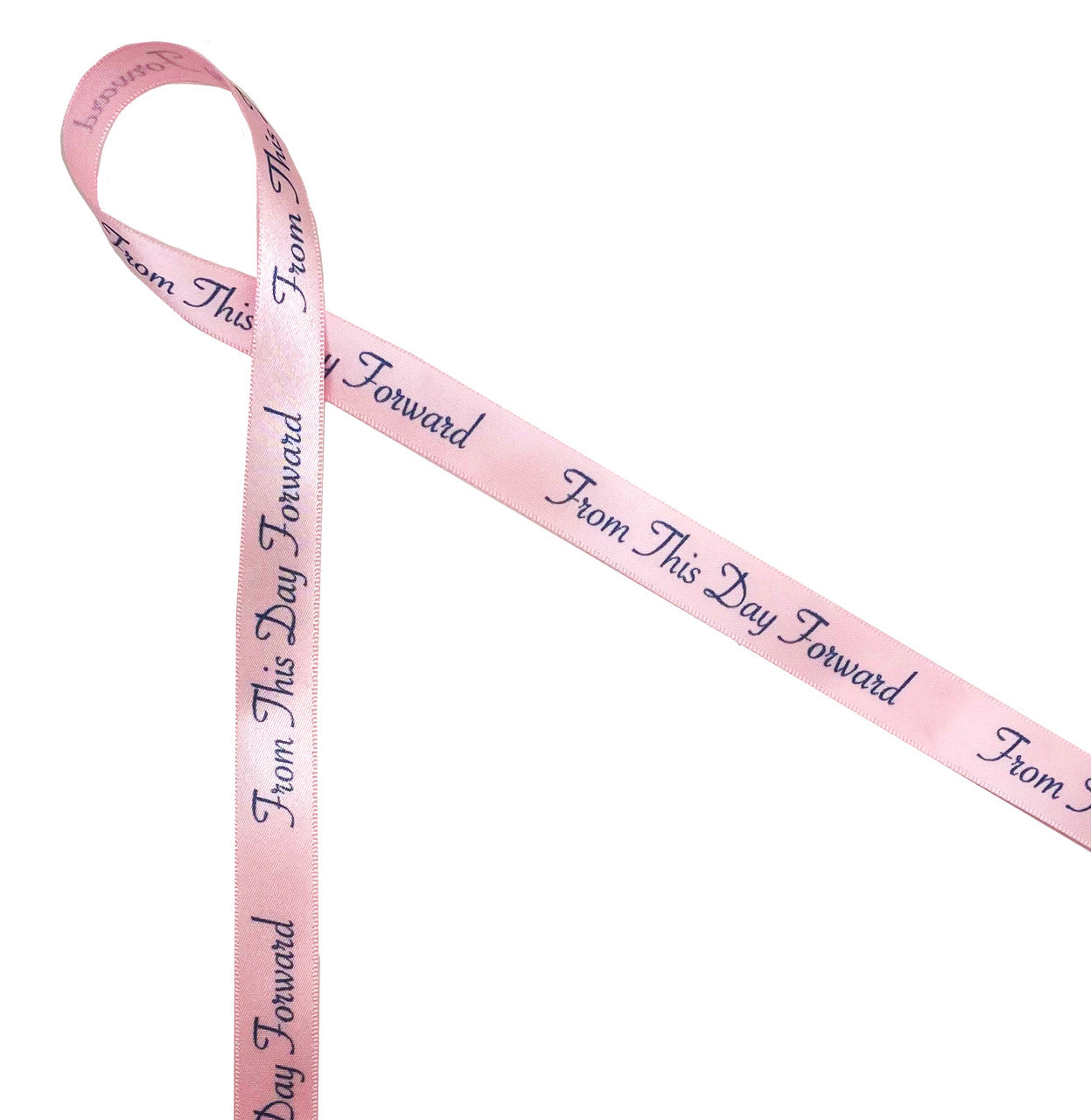 From This Day Forward in Gray ink on 5/8" Pink Single Face Satin Ribbon ...