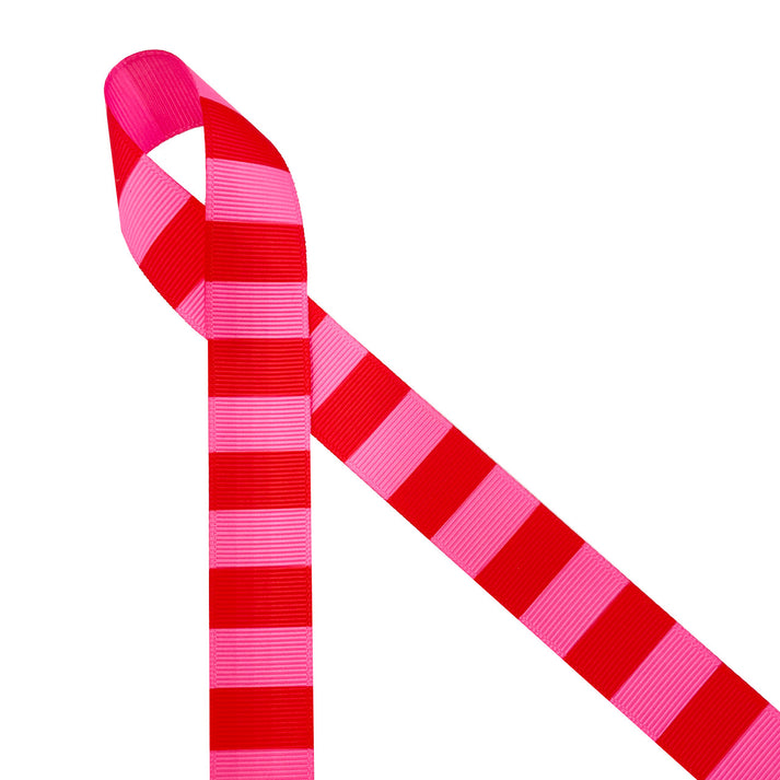Valentine stripes in red and hot pink printed on 78" fruit punch ...