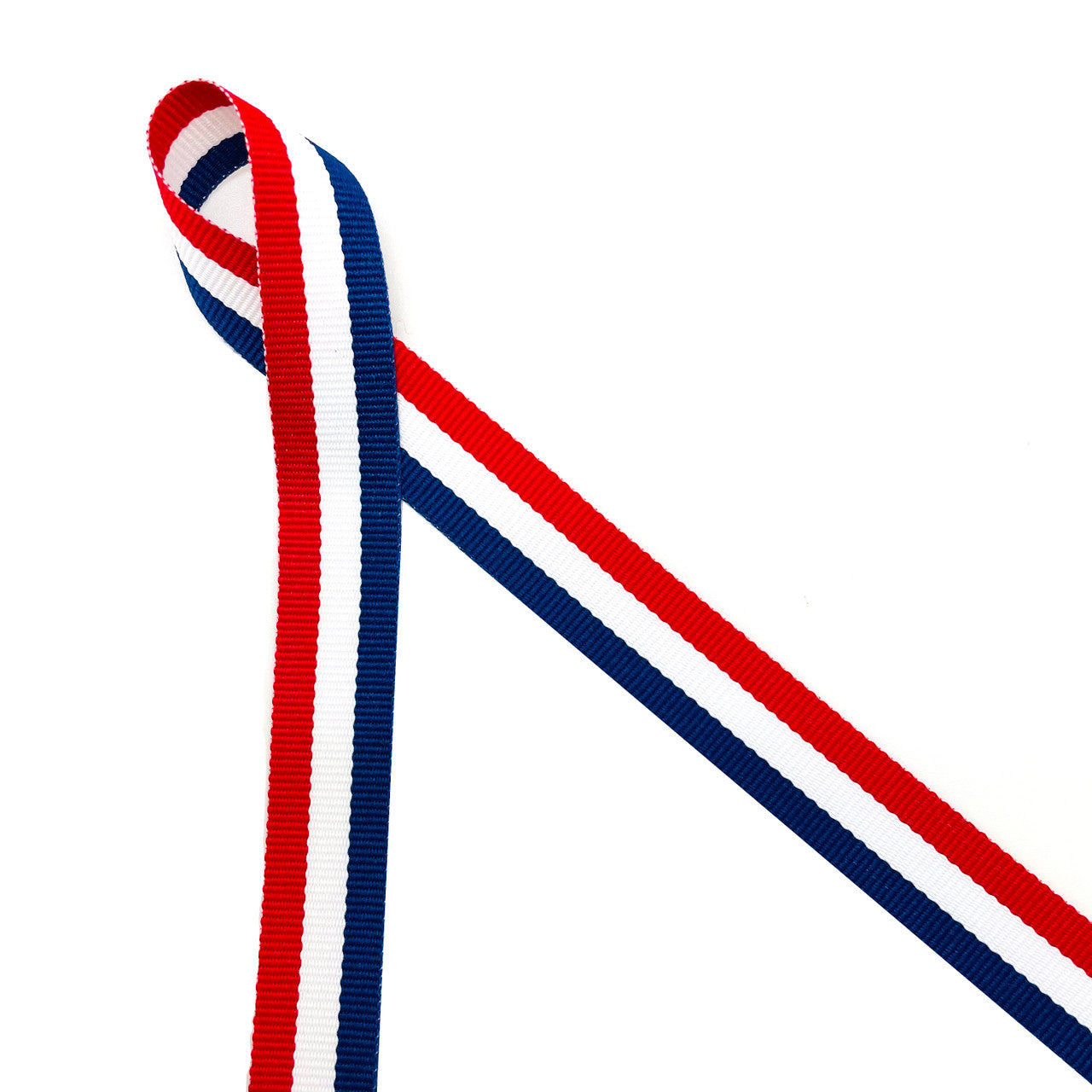 Woven Stripes Ribbon in Red, White and Blue 5/8" ribbon